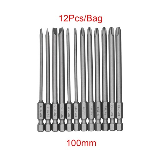 12pcs/set Alloy Steel S2 Slotted Screwdriver Drill Bits for He | eBay