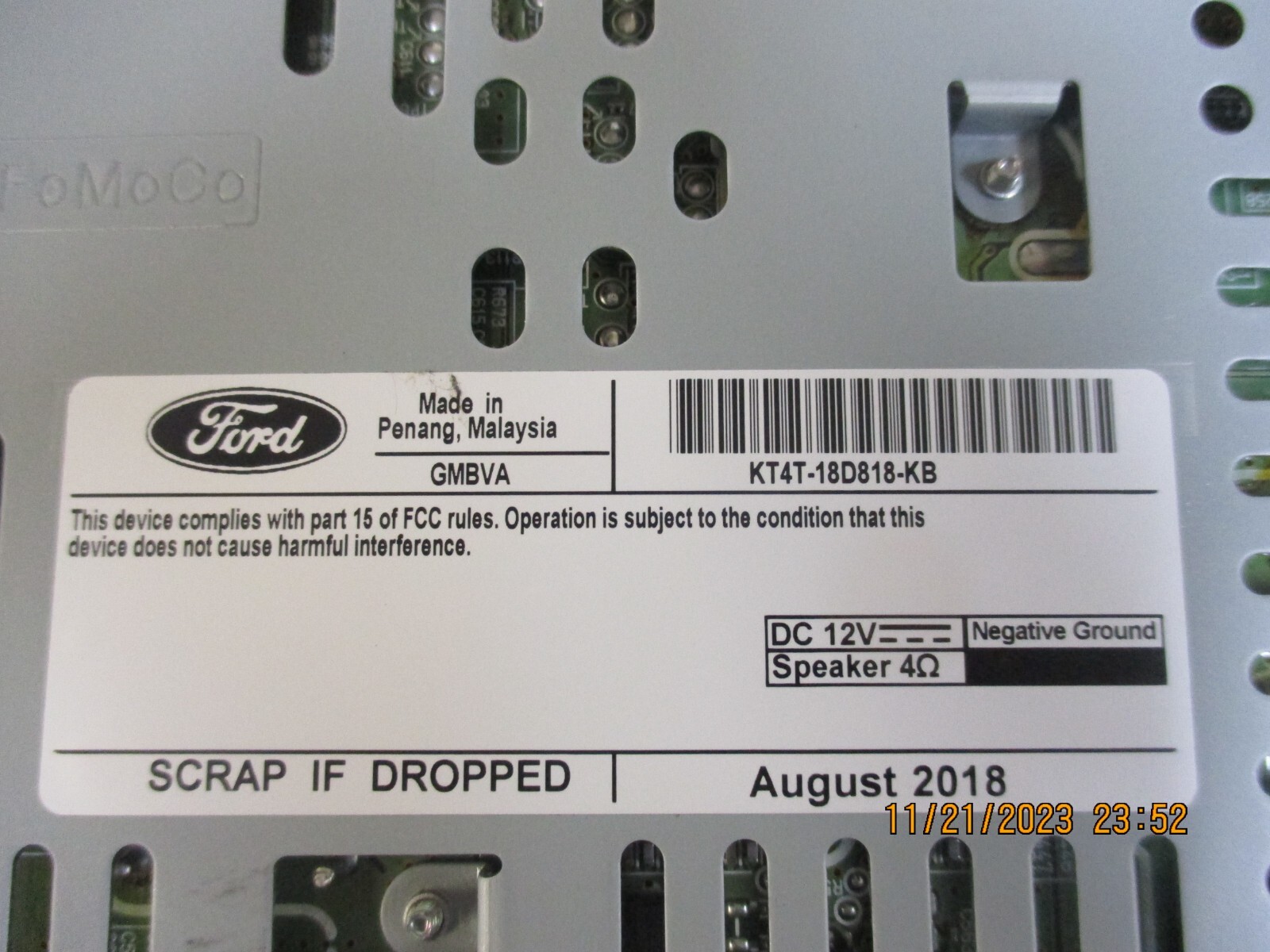 2019-20 Ford Edge Radio Sat Head Unit KT4T-18D818-KB | eBay