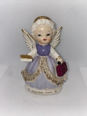 Vintage Fine A Quality September Birthday Angel W/Book & Book Bag ...