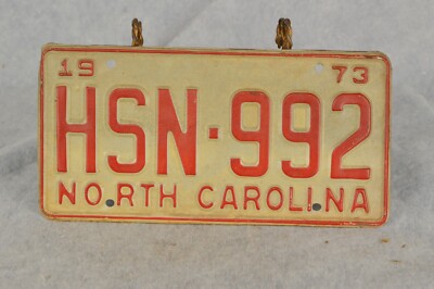 1973 North Carolina License Plate Original Vintage Tag # HSN-992 UNUSED ...