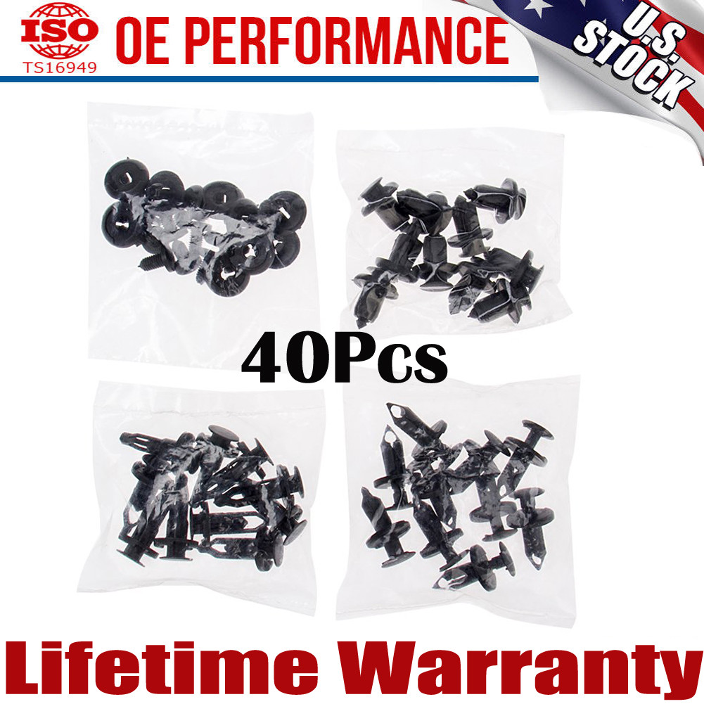 40Pcs Car Body Plastic Push Pin Rivet Fasteners Trim Moulding Clip ...