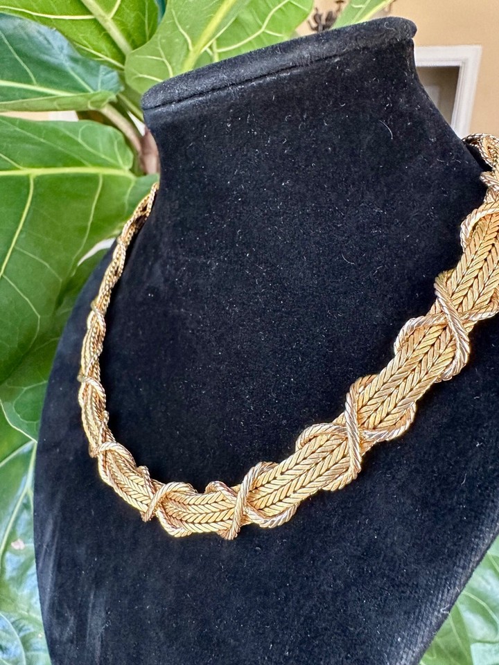 Vintage Rare French Braid on Braid with Rope Necklace 18k Yellow Gold ...