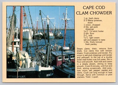 Postcard Cape Cod Clam Chowder Recipe Fishing Boats Provincetown Harbor ...