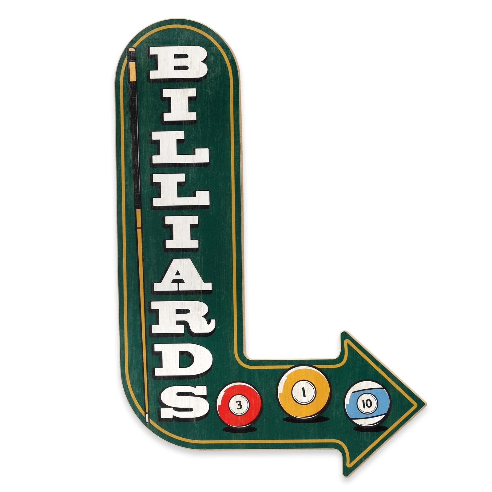 Billiards Arrow Wood Wall Decor - Vintage Billiards Sign for Game Room ...