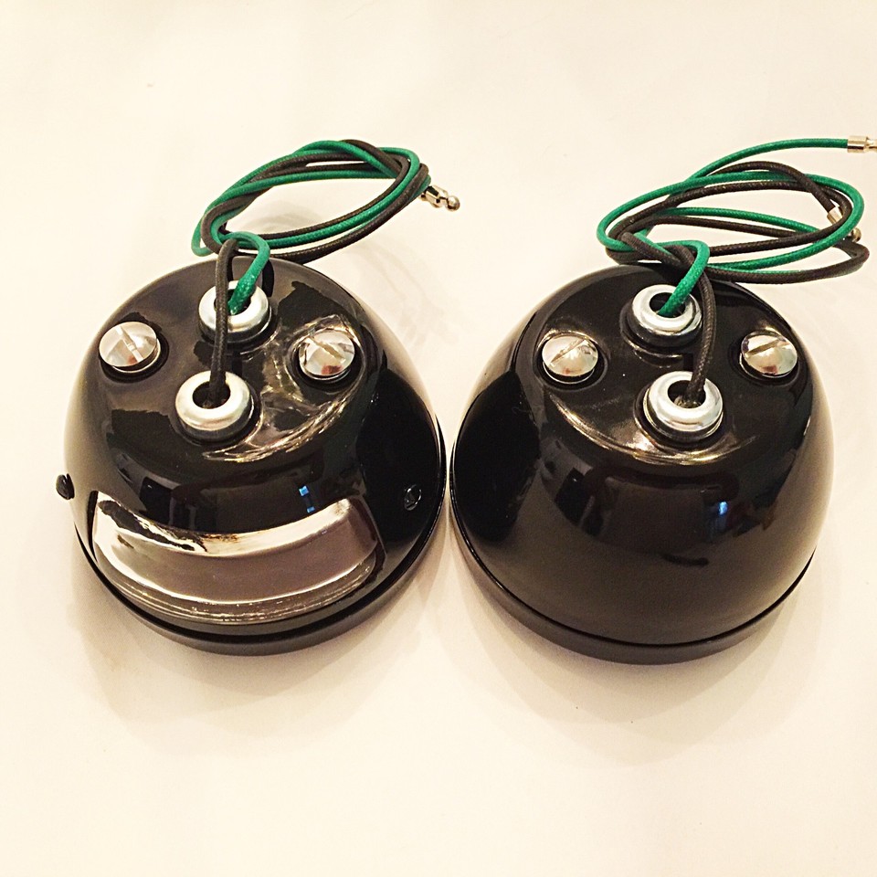 1928-31 Ford Model A Tail Lights with Red Ribbed Lens, ALL BLACK - 1 ...