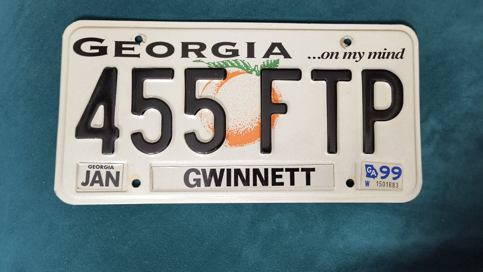 Georgia Gwinnett County License Plate Tag Vintage 455FTP 1999 | eBay