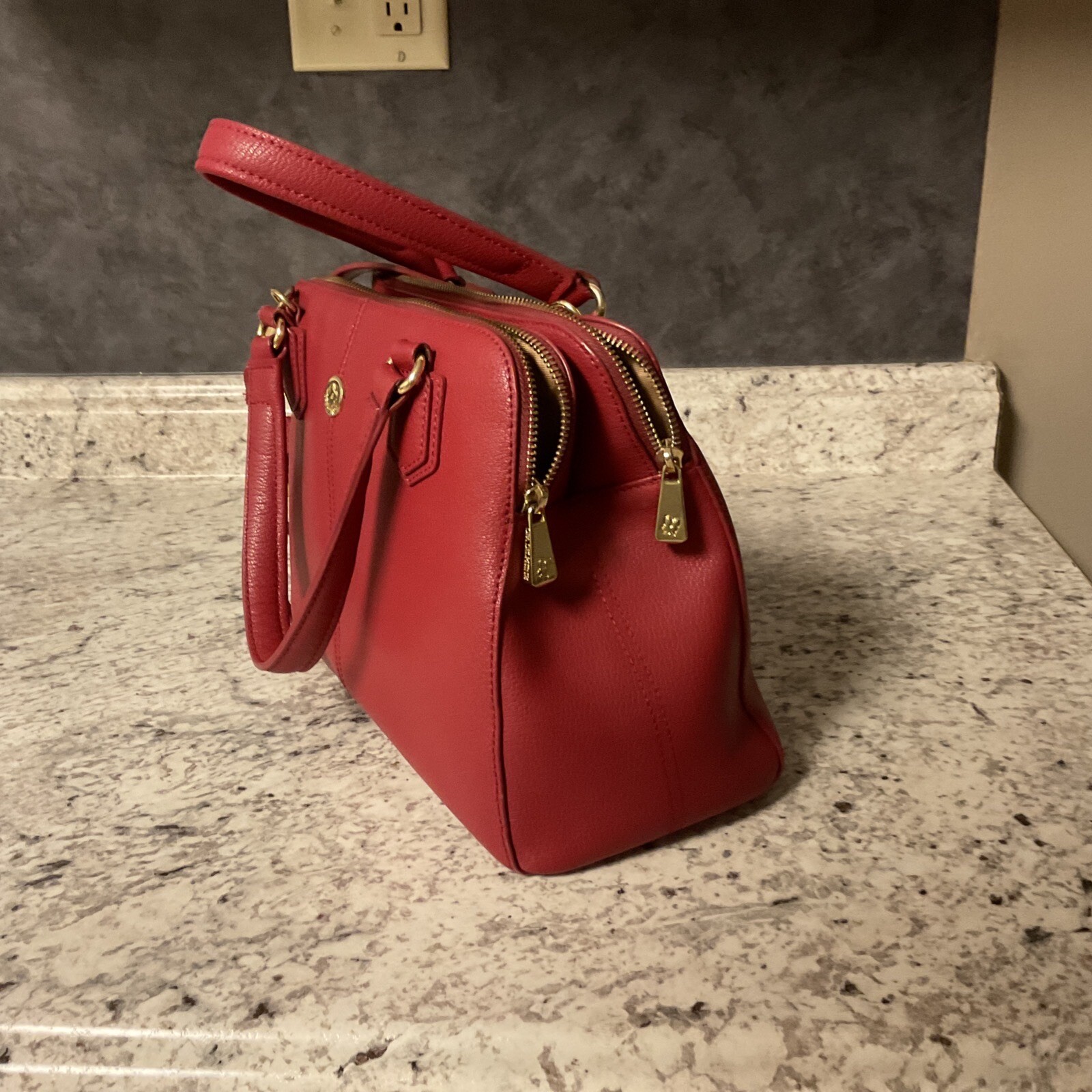 New, RED handbag With Both handles + adjustible shoulder Strap, 8x12x7 ...