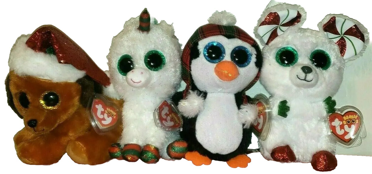 Ty Beanie Boos Christmas Set CHEER, CHIMNEY, HOWLIDAYS & SNOWFALL 6 ...