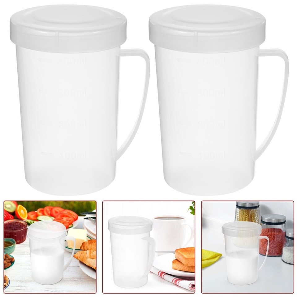2pcs Handles Lidded Milk Cups Heatable Plastic Milk Cups Microwave Soy ...