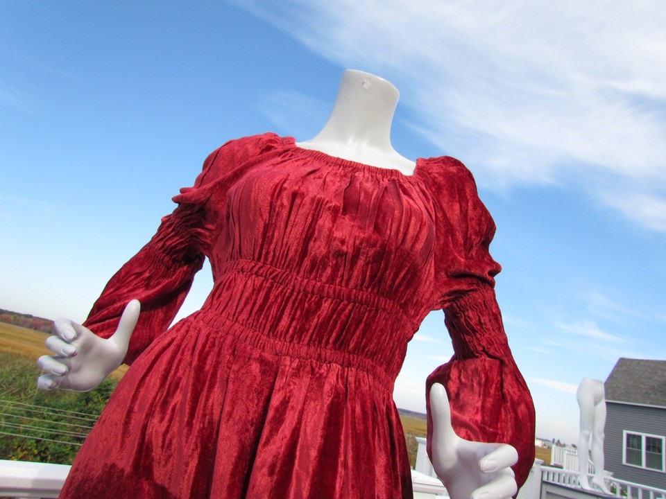 NEW L PYRAMID COLLECTION velvet peasant dress Renn wench medieval rust ...