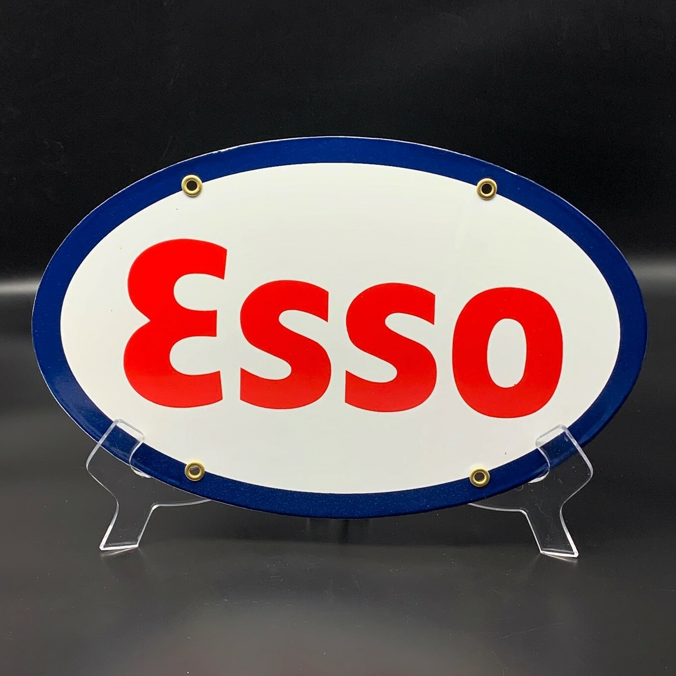 ESSO OVAL PORCELAIN SIGN FOR GAS PUMP OR DISPLAY - 12" ACROSS | eBay
