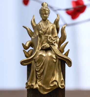 Brass Nine Tailed Fox Fairy Statue Marriage Love Mascot Feng Shui ...