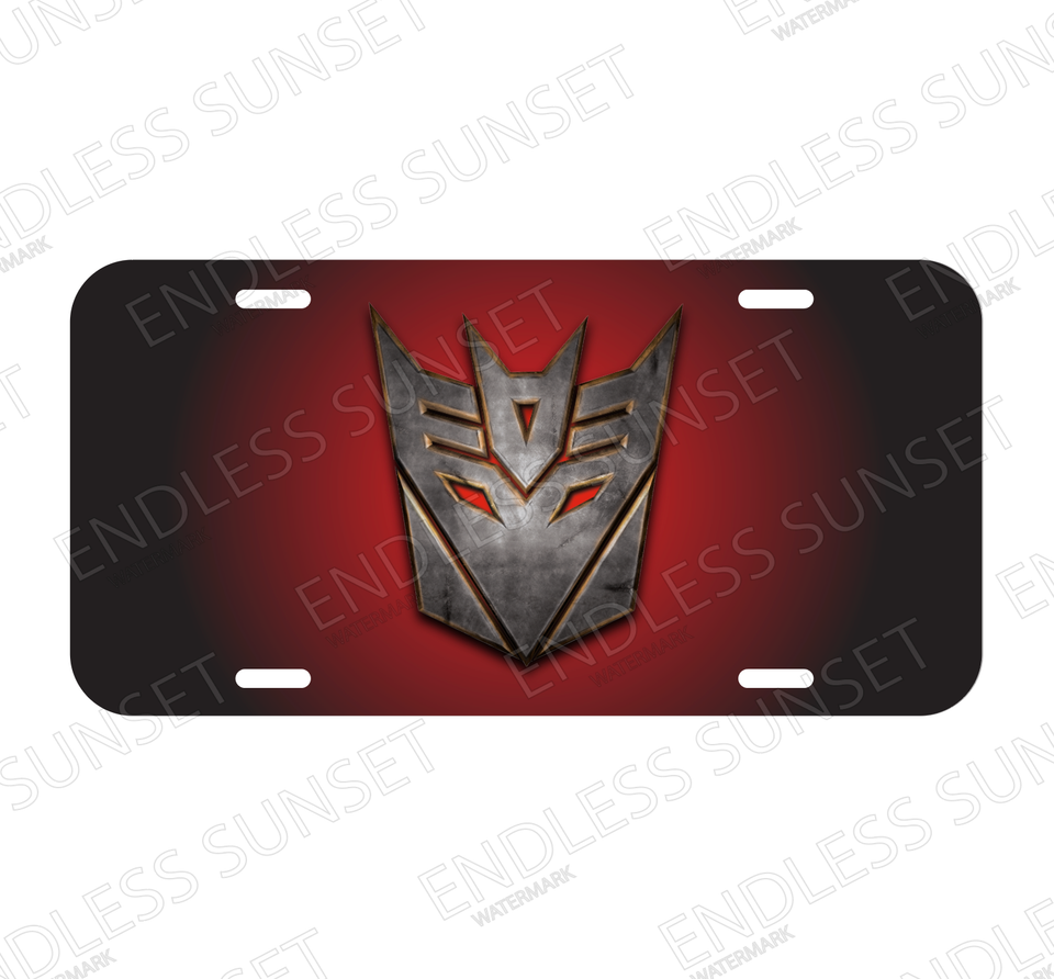 Robot Deception Red Transformers Punish Destroy License Plate Front ...