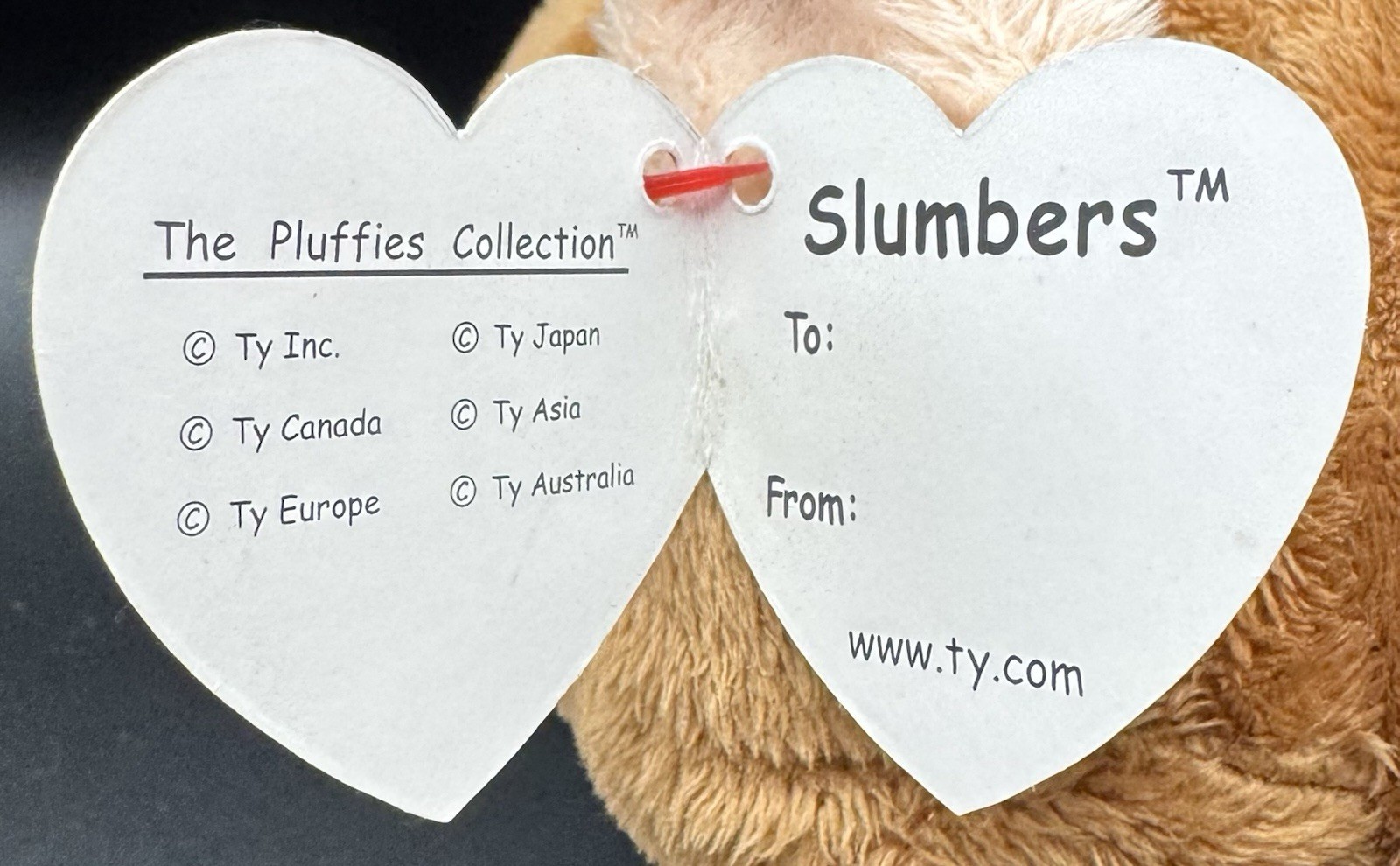 Ty Pluffies Slumbers Brown Bear Plush 2002, Vintage Tags Intact