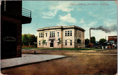 PC1260 IN Indiana Frankfort Public Library Grocery Store Clinton County ...
