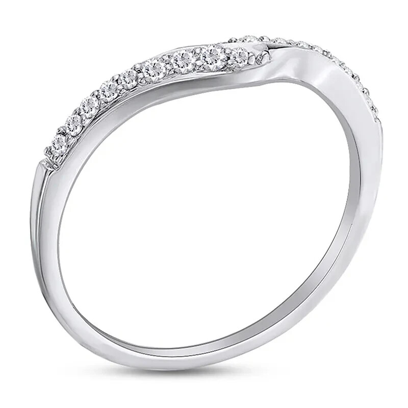 1/6ct Natural Diamond Swoop Contour Wedding Band Ring in Solid 10K ...
