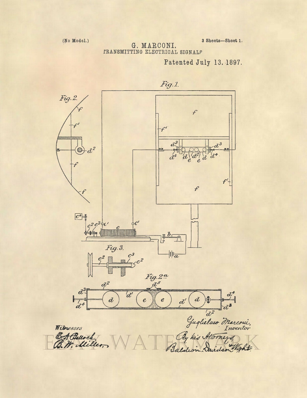 Marconi Radio Official US Patent Art Print - Vintage Radio Guglielmo ...