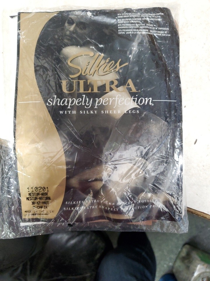 Vtg Silkies Ultra Silky Sheer Pantyhose Lace Panty Band Size M NUDE ...