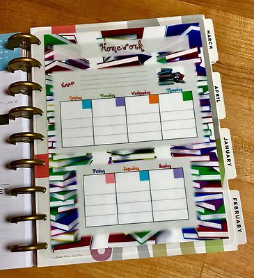 Weekly Homework Planner 2 Sided Dashboard Insert for use with HAPPY ...