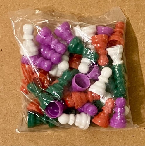 Plastic Game Movers Counters Pawns. Set Of 40. 10 x Red, White, Purple ...