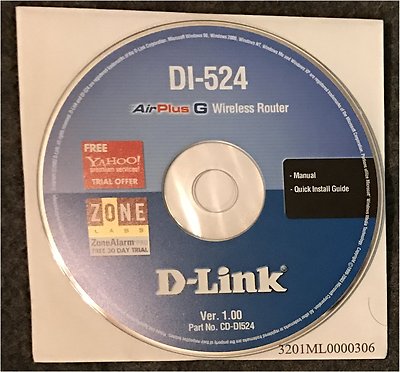 D-Link DI-524 AirPlus G Wireless Router OEM CD V1.00, P/N CD-DI524 with ...