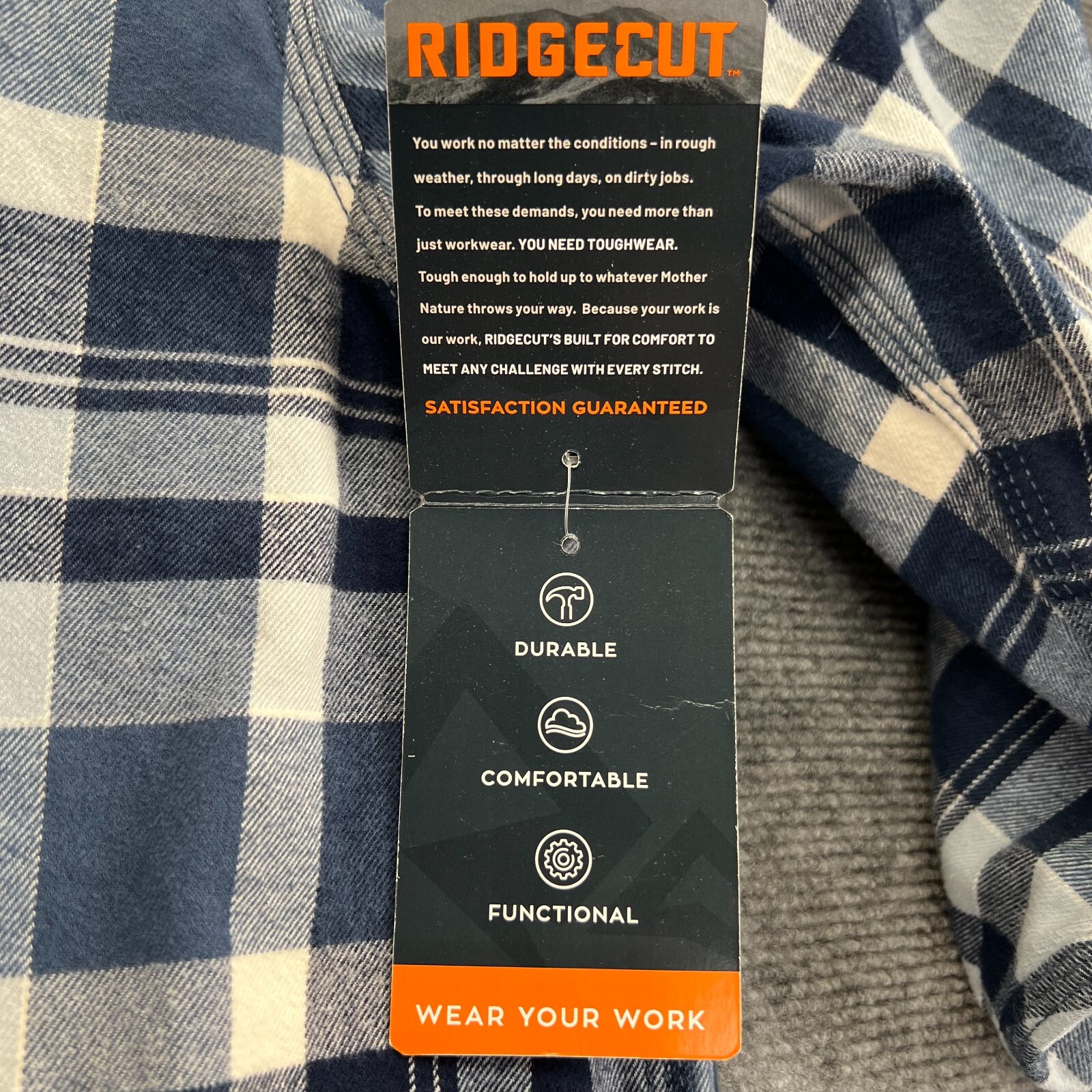 Ridgecut Toughwear Heavy Flannel Shirt Mens 3XL Blue Plaid Long Sleeve ...