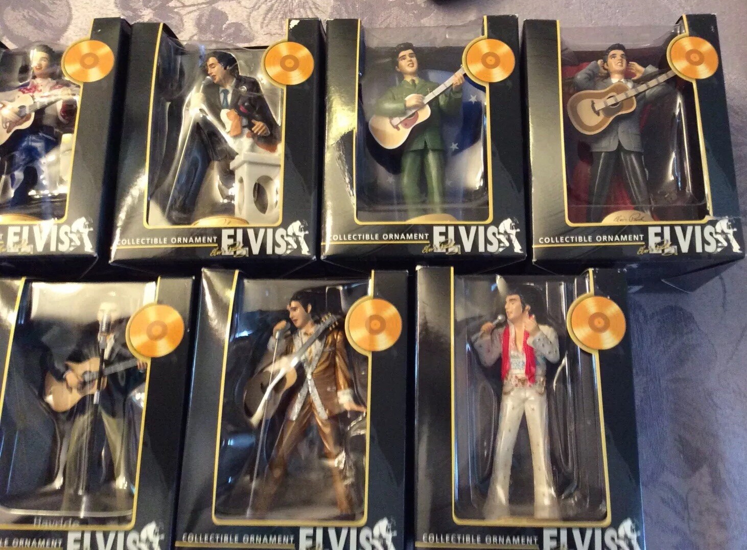 TREVCO ELVIS PRESLEY COLLECTIBLE ORNAMENT COLLECTION (9) DIFFERENT MIB ...