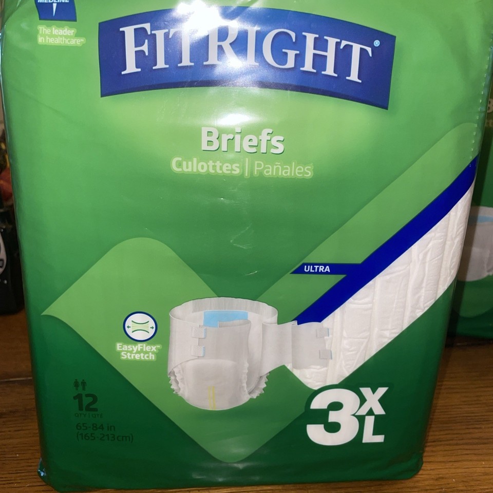 Fitright Fit Right Adult Diapers Briefs 3XL Lot Of 2 12 Count 24 Total ...