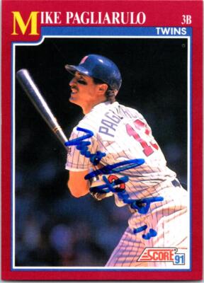 Mike Pagliarulo signed baseball card (Minnesota Twins) 1991 Score #42T ...
