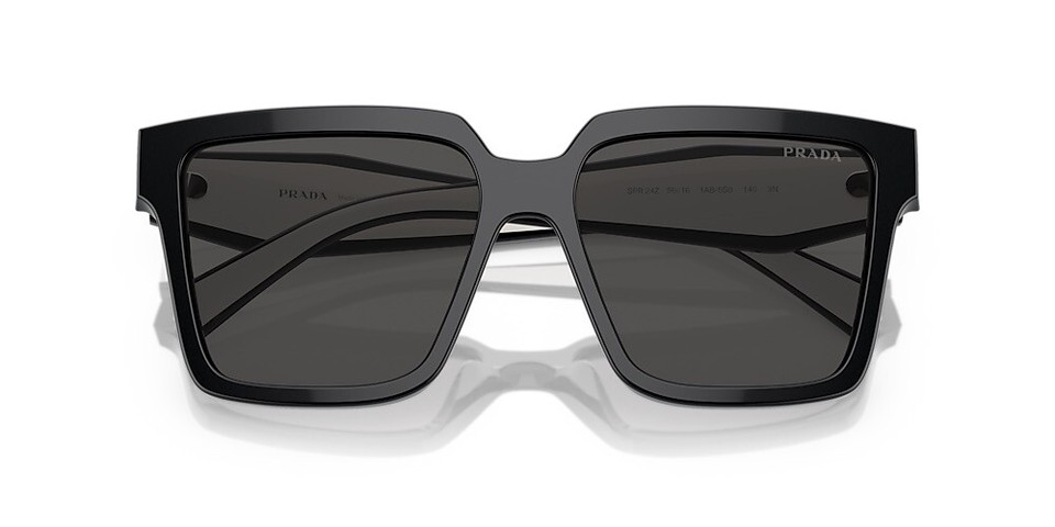 Prada PR 24ZS 1AB5SO Black White Grey Lenses Women Square Sunglasses ...