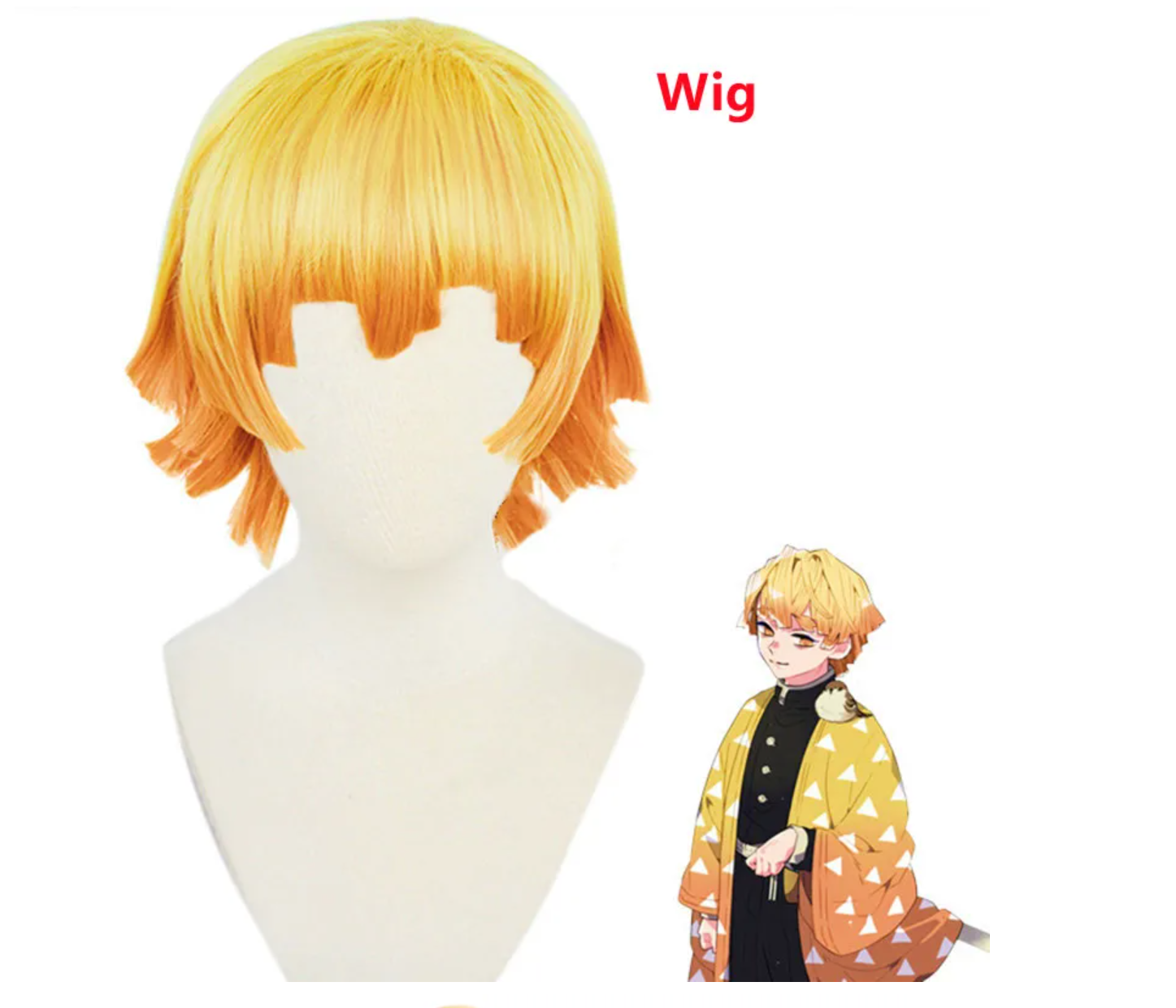 Anime kemetsu no yaiba Cosplay Wig highlights Hair wig,Zenitsu Agatsuma ...