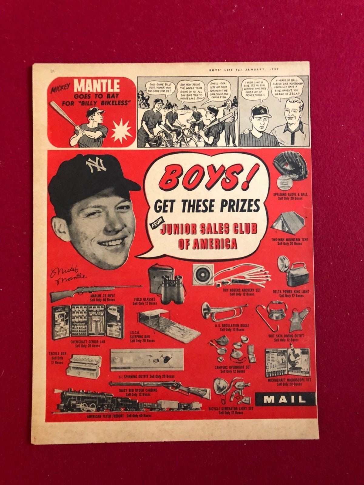1957, Mickey Mantle, "Junior Sales Club of America" Ad (Scarce) | eBay