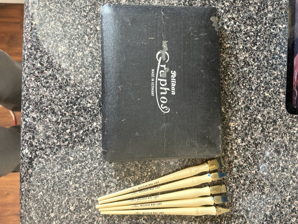 Pelikan Graphos Technical Pen Nibs In Cases Germany Calligraphy Huge ...