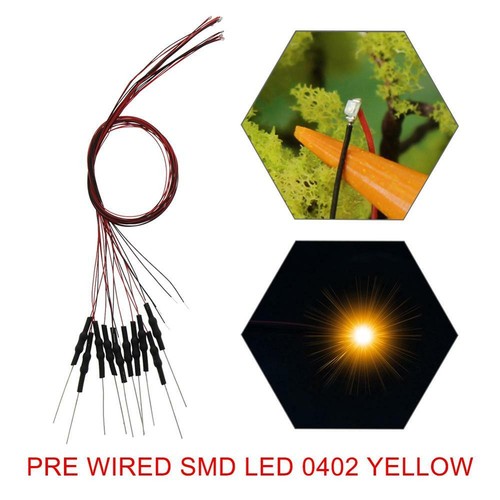 20pcs Pre-wired 32awg Wire Yellow SMD LED 0402 Lights Lamps Free ...