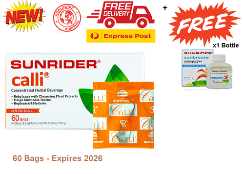 SUNRIDER CALLI TEA ORIGINAL Concentrated Herbal 60 Bags. EXP 2026 FREE ...