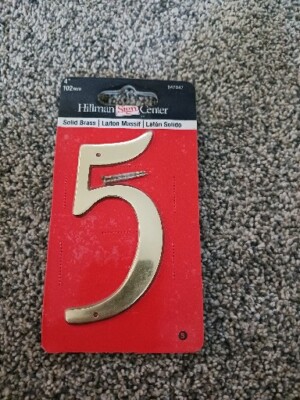 Number 5 Solid Brass 4-Inch Nail-On Number Hillman Sign Center 847047 ...