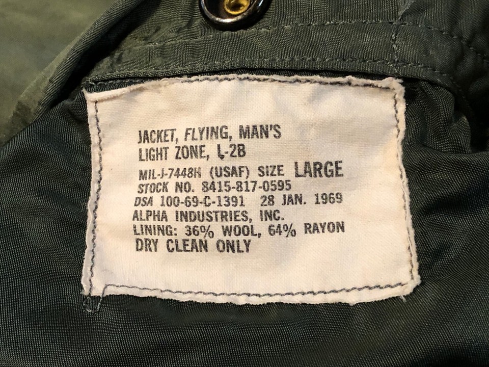 Late Vietnam Era 1969 US Air Force USAF L-2B Flight Jacket LARGE ALPHA ...