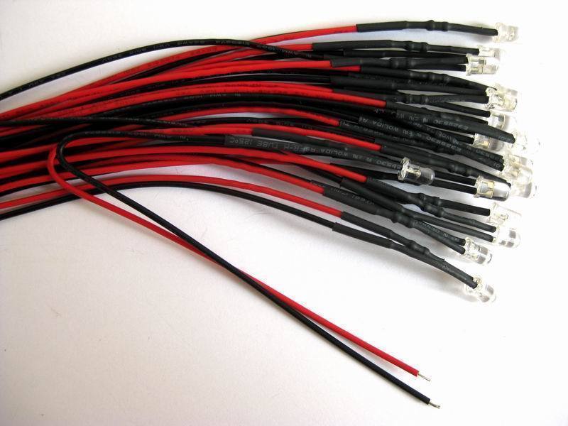 20pcs Pre-wired Resistor 26awg 20cm Wire Flash Blue 5mm LED Light 12V ...
