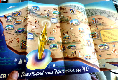 VINTAGE PAMPHLET WORLD FAIR W/ ILLUSTRATED USA MAP BY CORNELIUS SAMPSON ...