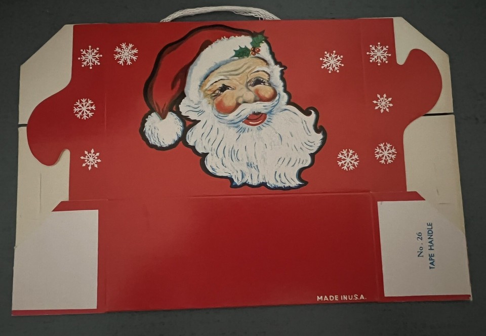 Vintage Merry Christmas Santa Claus Candy Container Box with String USA ...