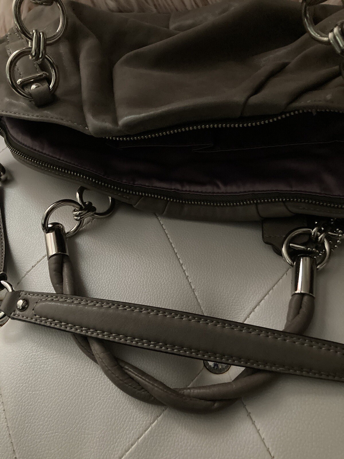 Coach Madison Sophia Large Gray Leather Satchel Handb… - Gem