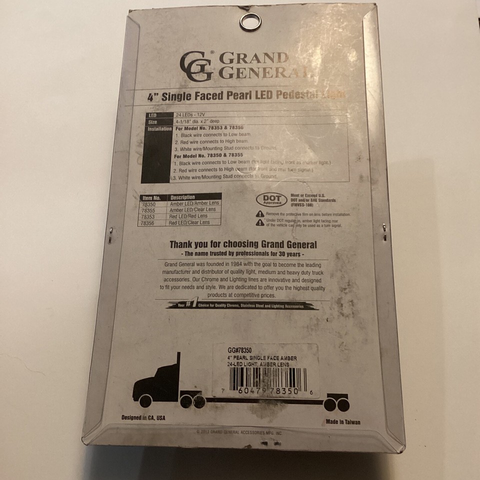 Grand General 78350 4” Faced Pearl LED Pedestal Light - Amber | eBay