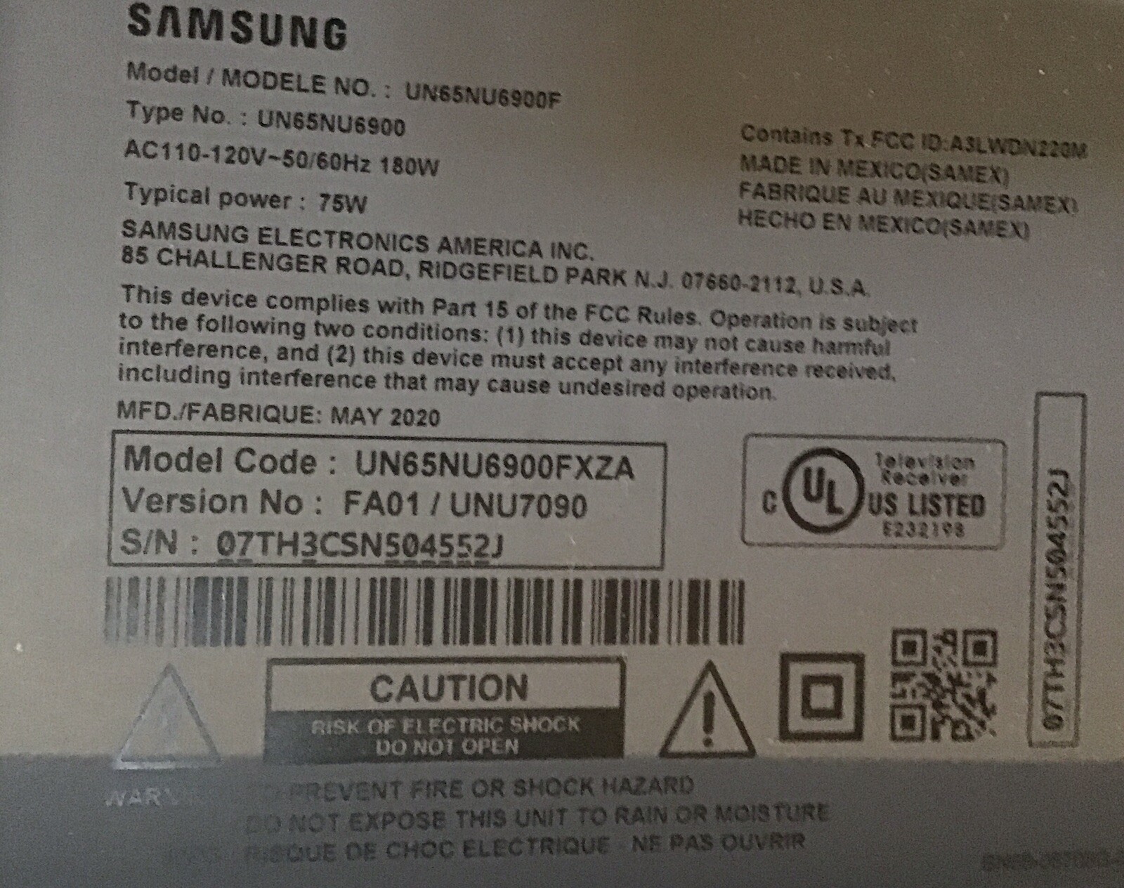 Samsung LED TV Repair Kit UN65NU6900FXZA (FA01) | eBay