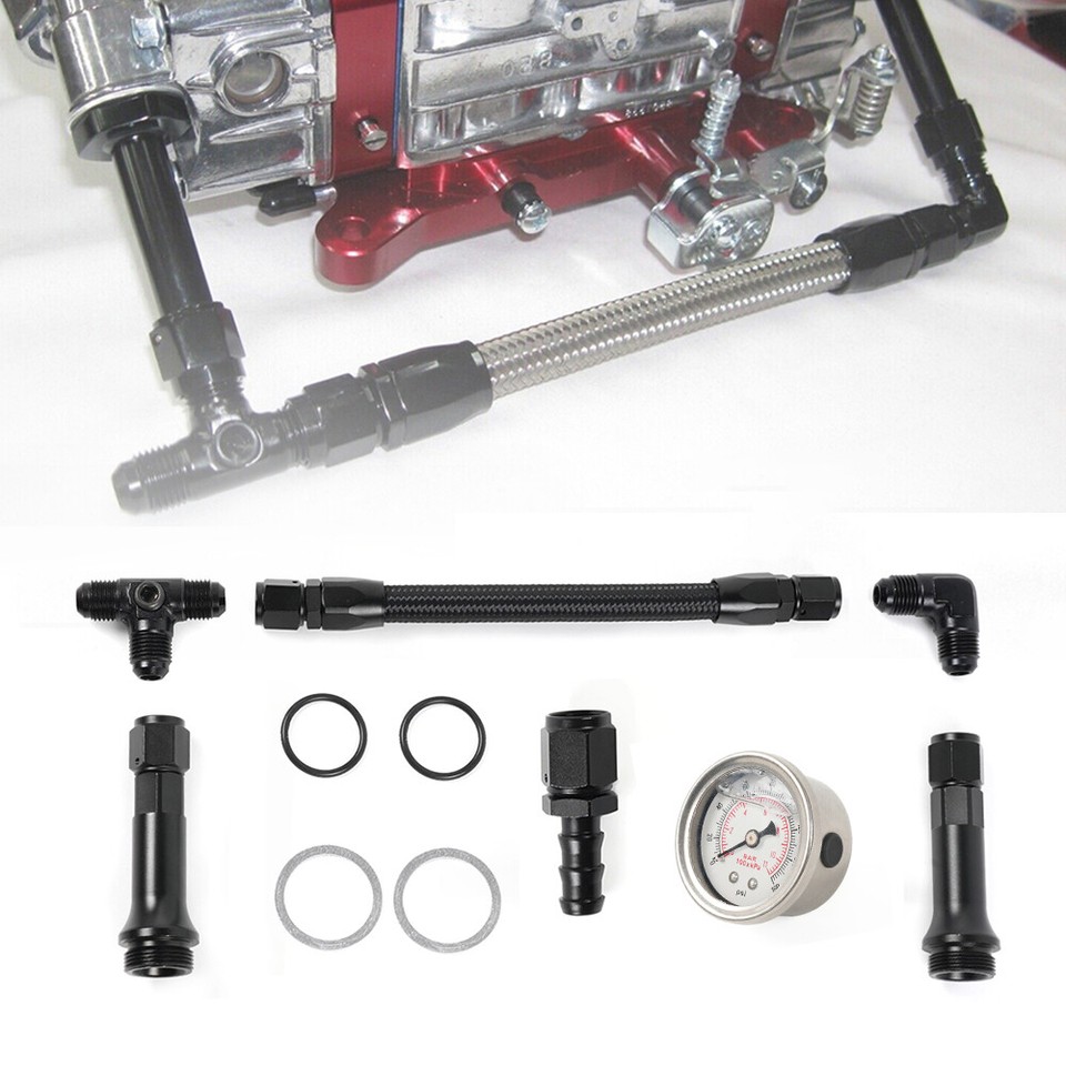 6AN Braided Dual Feed Carb Fuel Line Double Pump for 4150 Holley ...