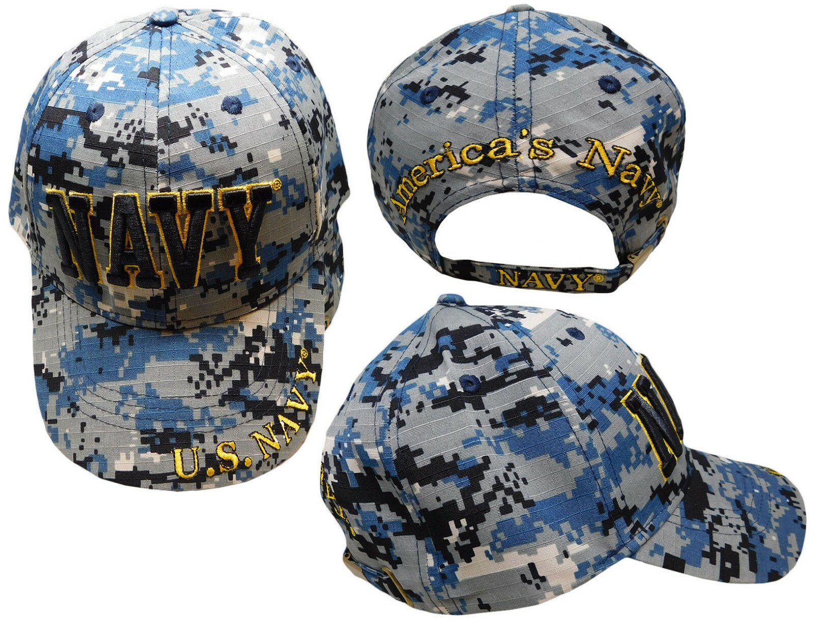 U.S. Navy America's Navy Blue ACU Digital Camouflage Camo Embroidered ...