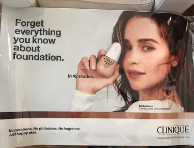 Clinique Vinyl Ad Sign EMILIA CLARKE / even better clinical Promo /38”x ...