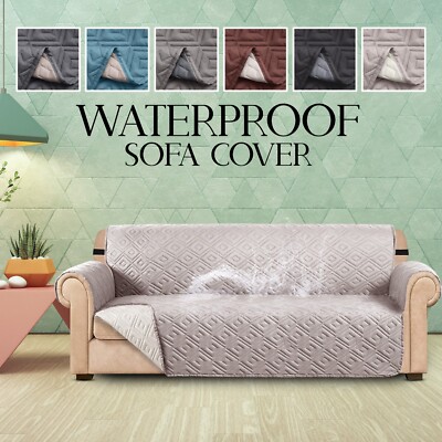 Quilted Sofa Slip Covers Waterproof Pet Protector Throws Reversible ...