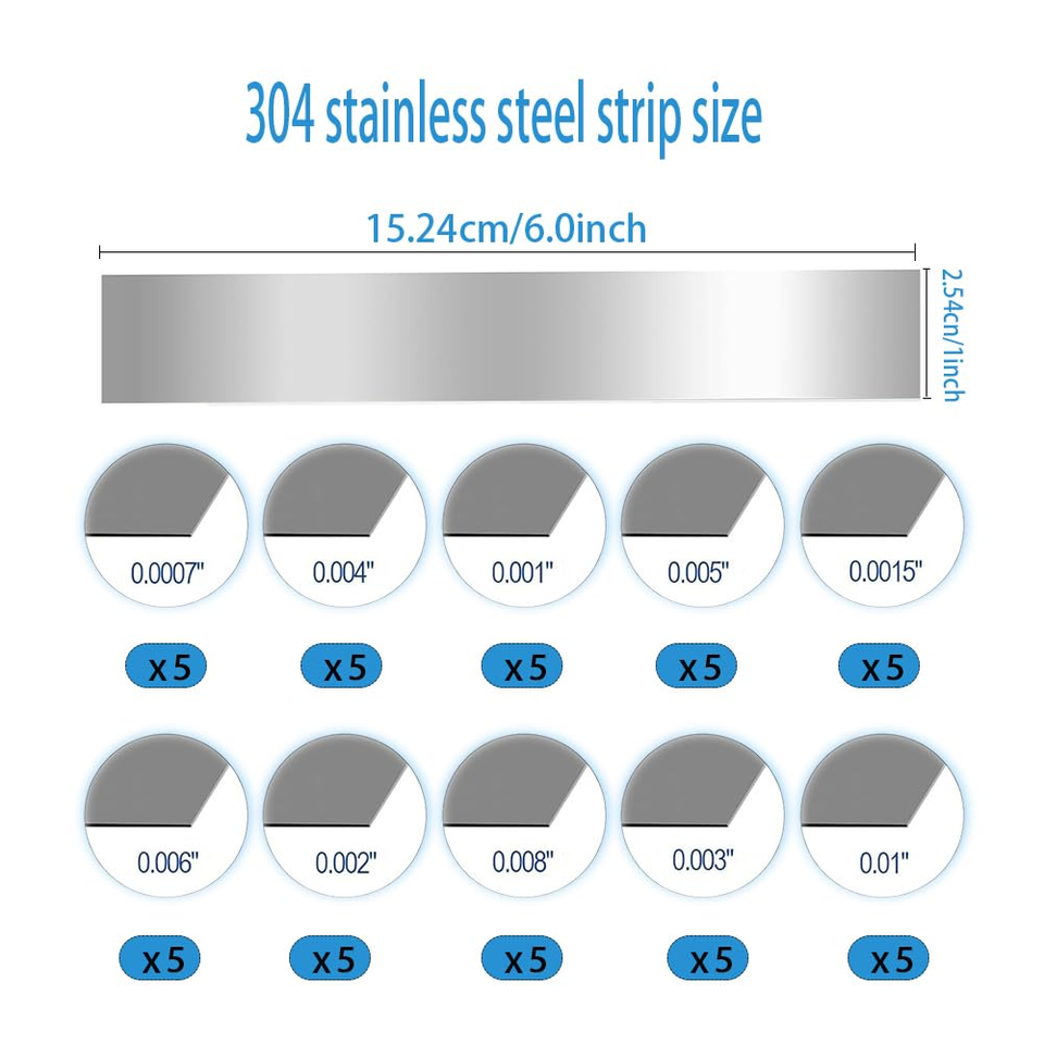 50PCS Shim Stock Assortment304 Stainless Steel Strips10 Sizes Thin ...
