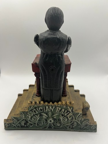 Vintage Cast Iron Mechanical Magician Hat Trick Coin Bank--Working ...