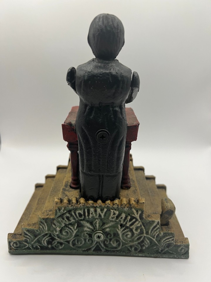 Vintage Cast Iron Mechanical Magician Hat Trick Coin Bank--Working ...